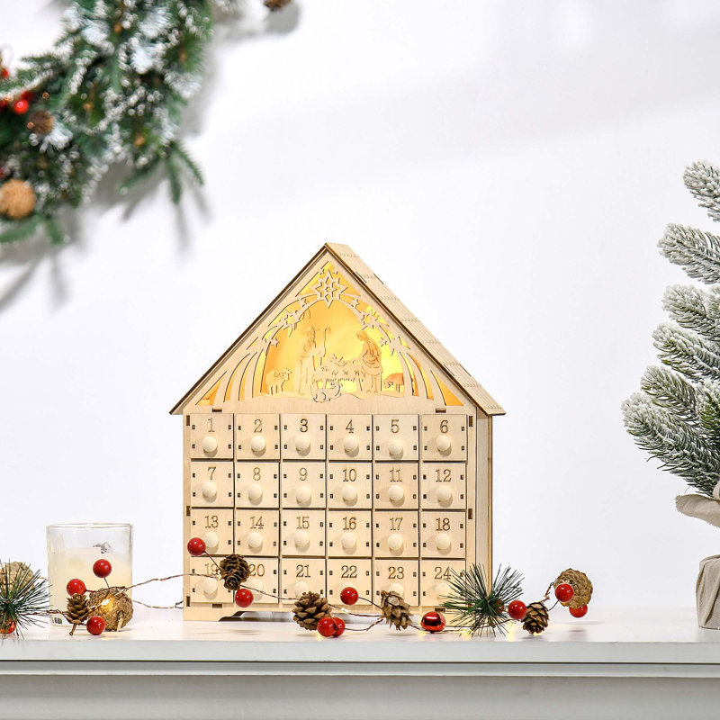 Alcott Hill® Christmas Light Up Manger Scene Tabletop House Holiday ...
