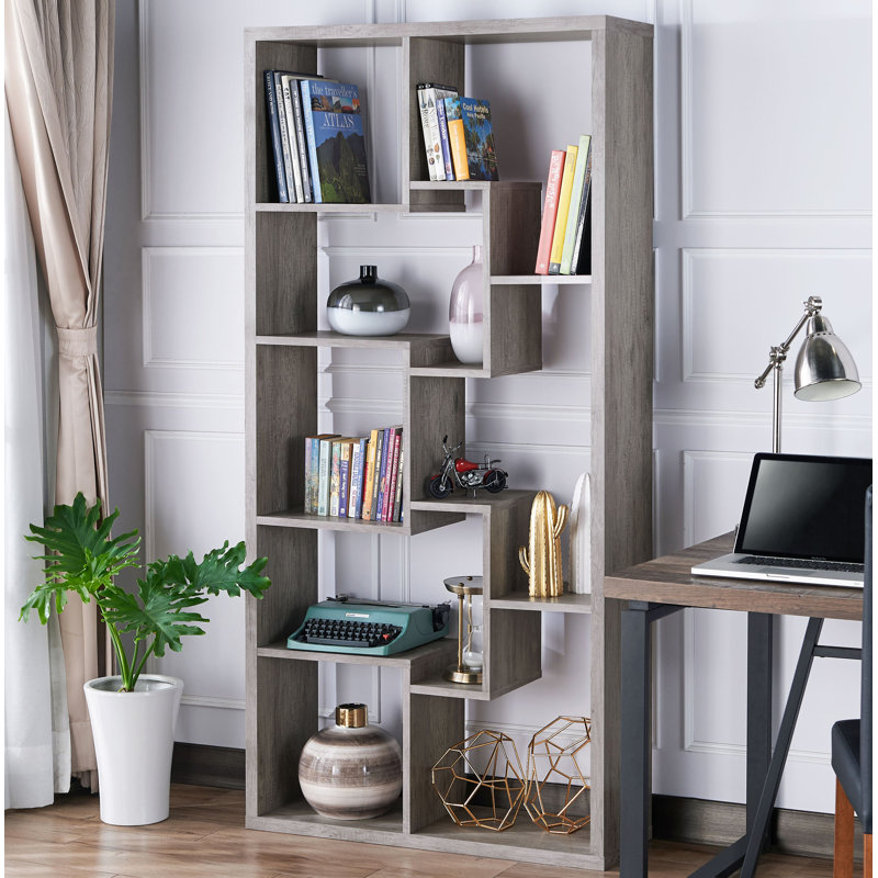 Ivy Bronx 73.3" H x 35.4" W Geometric Bookcase & Reviews | Wayfair