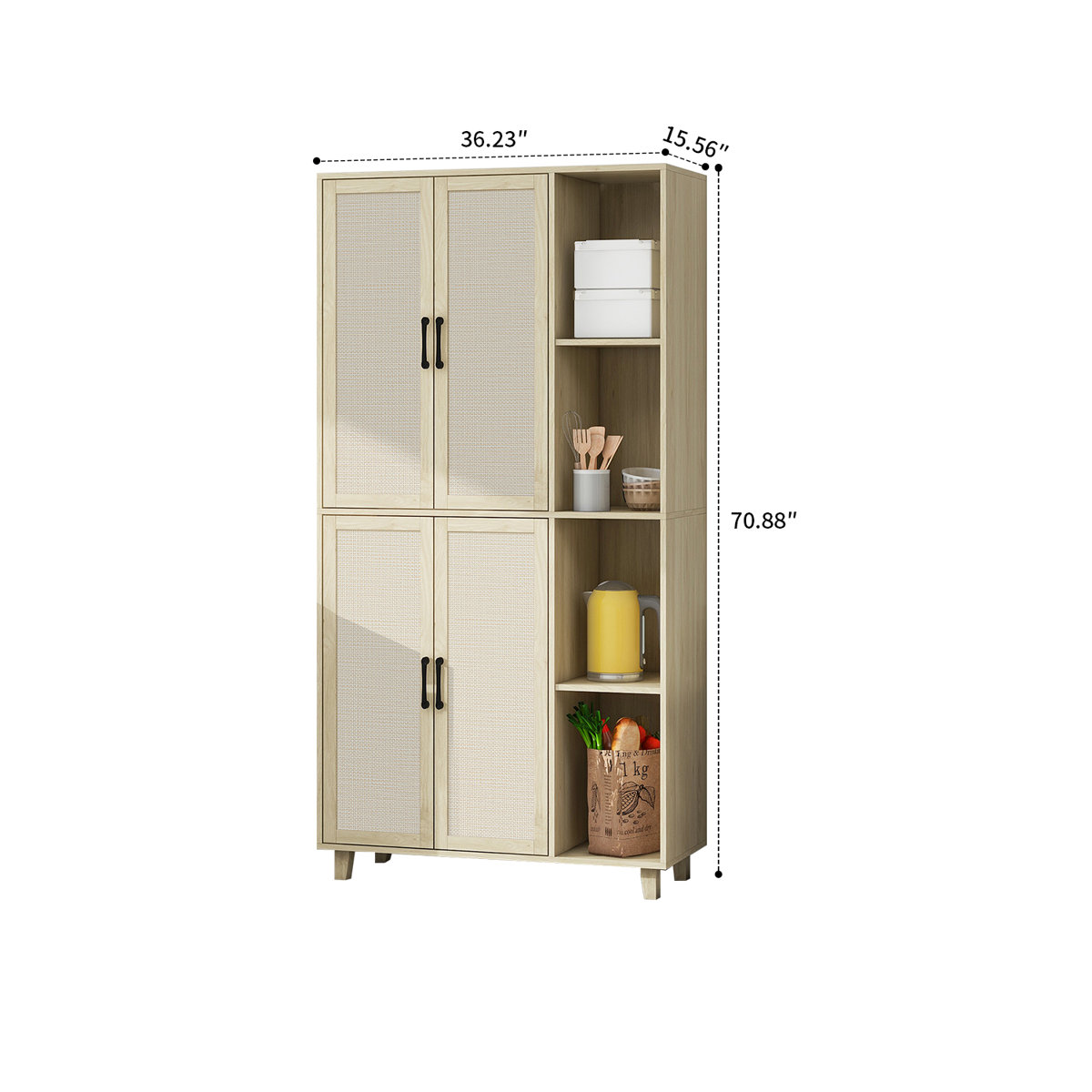 Bay Isle Home™ Mid-century vintage style high storage cabinet with ...
