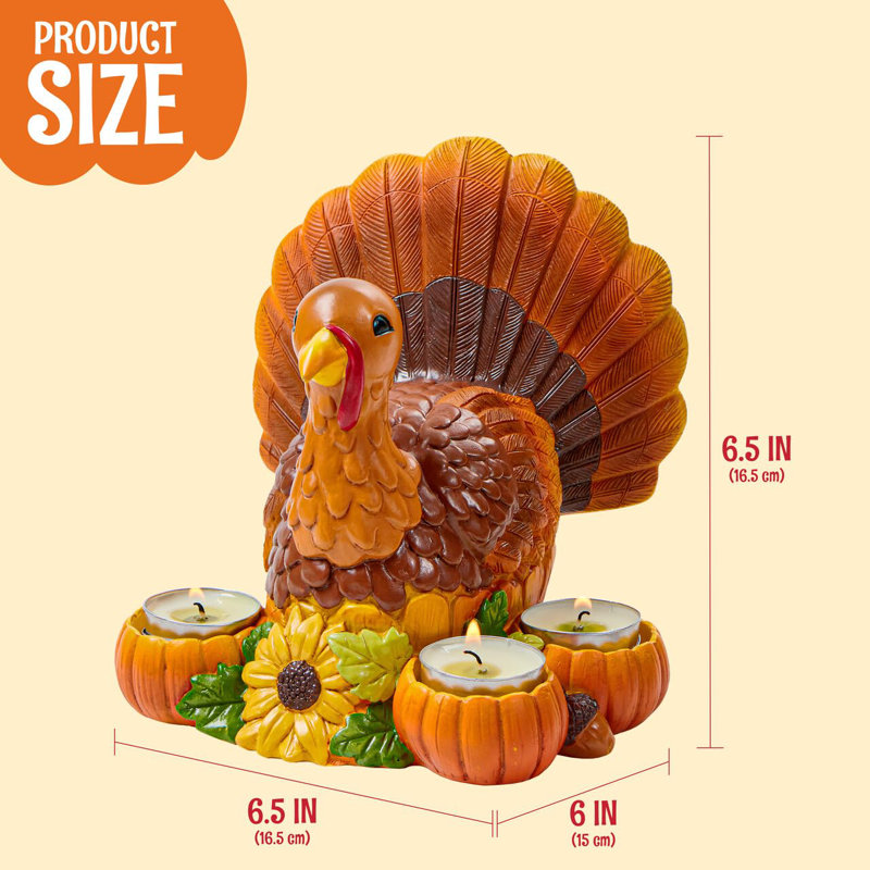 The Holiday Aisle® Thanksgiving Turkey Candle Holders, Tabletop ...