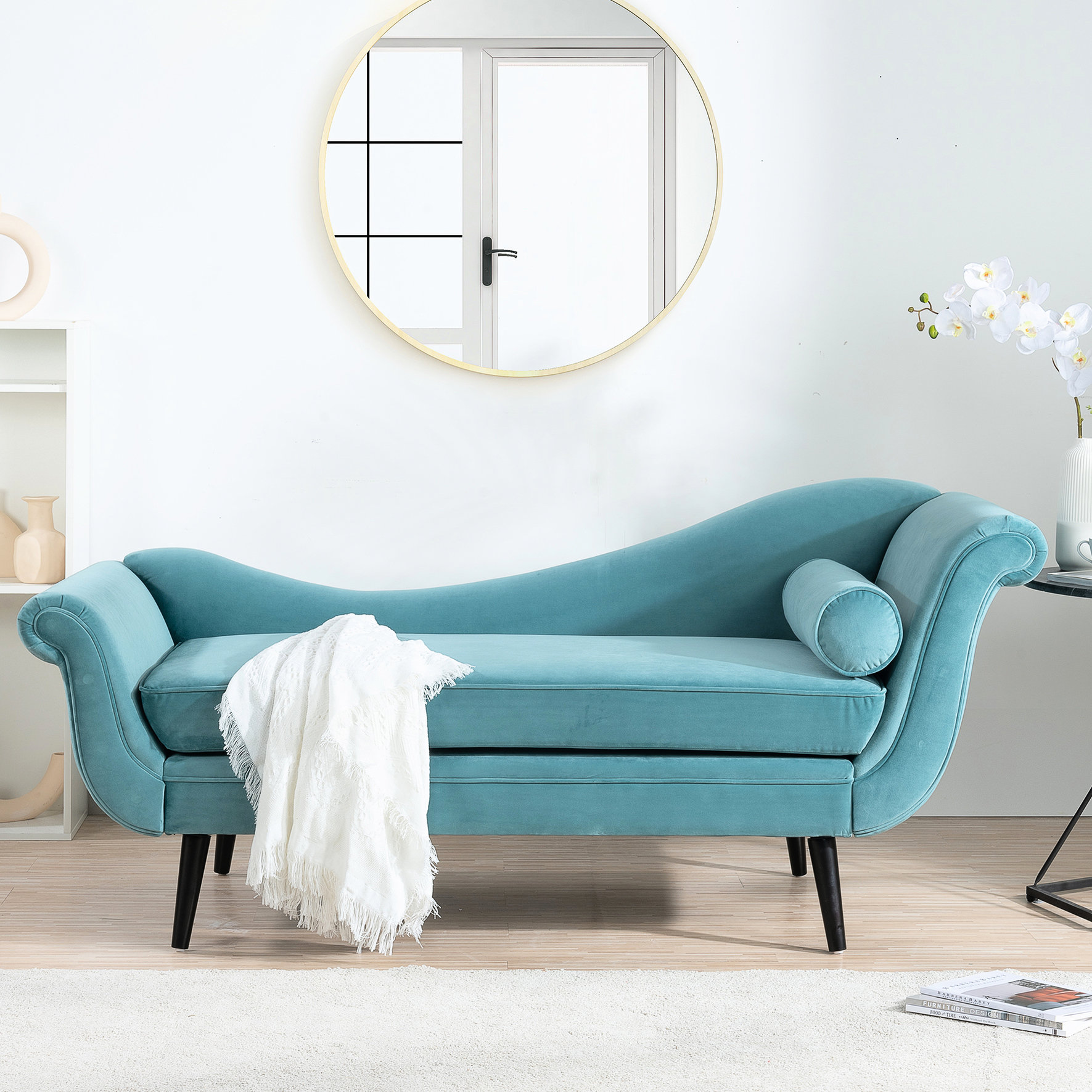 Red Barrel Studio® Chaise Lounge With Scroll Arms, Comfortable ...