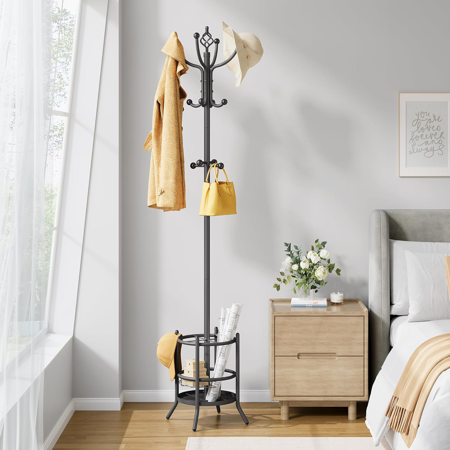 Lark Manor™ Coat Rack With Umbrella Stand, Freestanding Coat Rack With ...