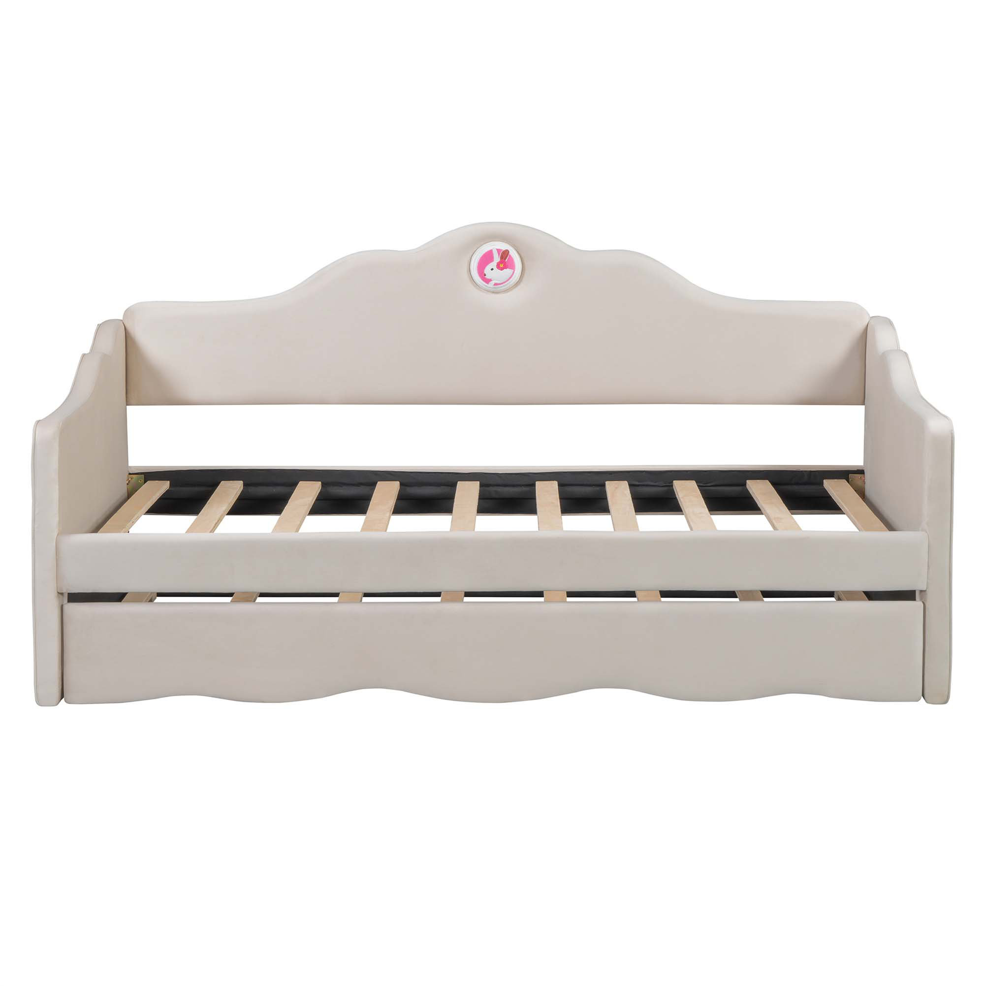 House of Hampton Upholstered Daybed With Wave-Shaped Trundle | Wayfair