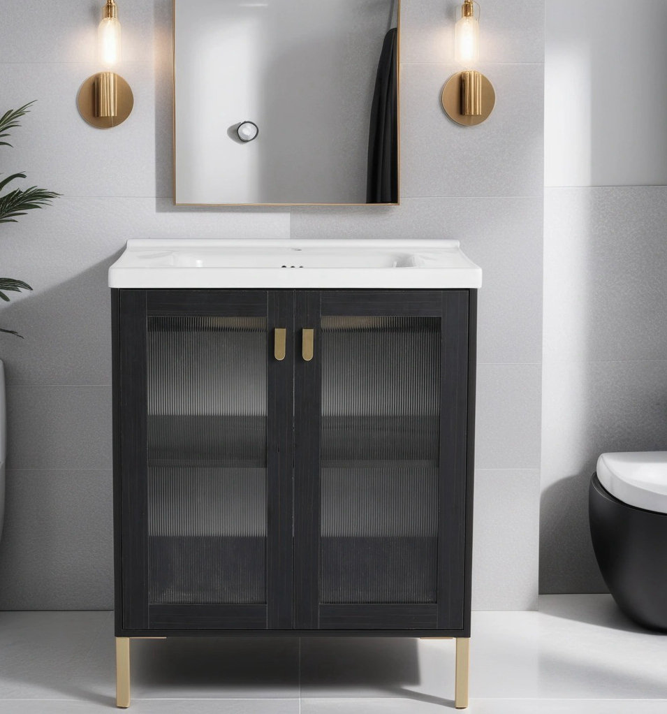 Mercer41 Meuble-lavabo simple 28,09 po avec plateau en céramique Xaden - Wayfair Canada