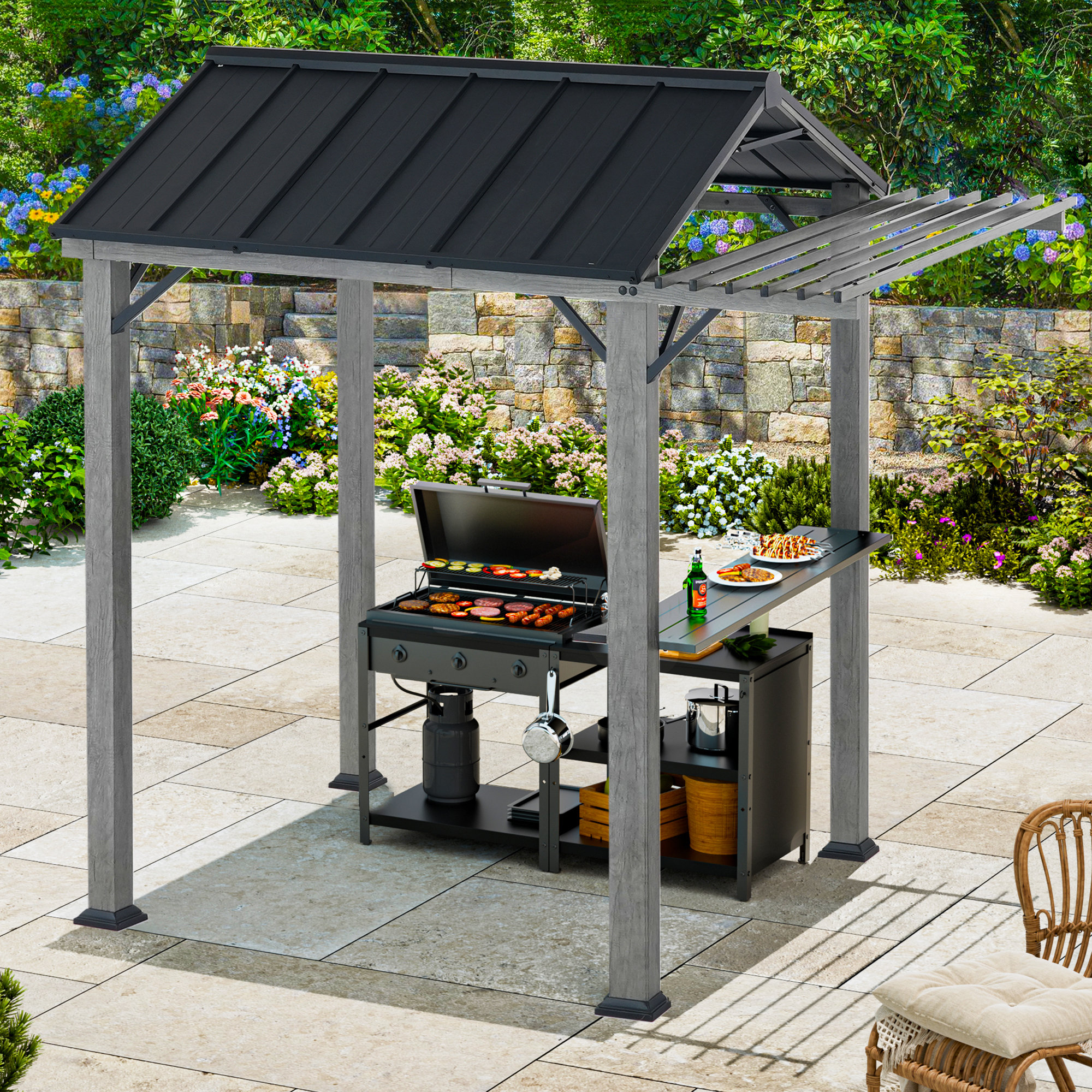 Quick Smith Northridge 6 Ft. X 8 Ft. Outdoor Patio Grill Gazebo With ...
