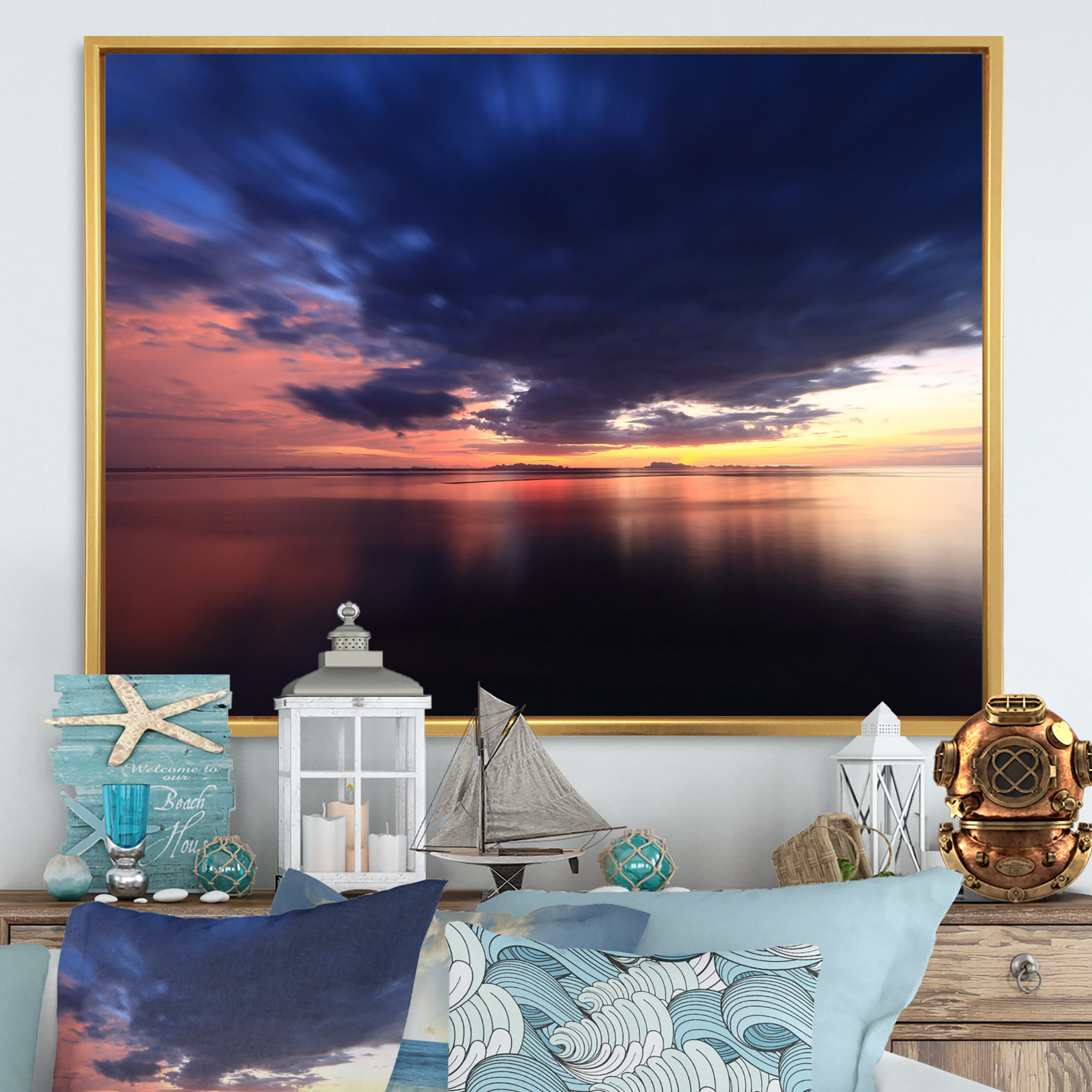 Highland Dunes Dramatic Panoramic Tropical Sunset - Nautical & Coastal ...
