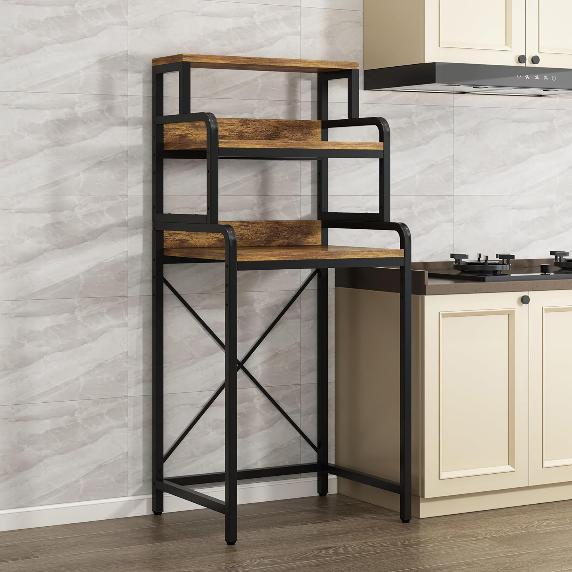 17 Stories 4-Tier Kitchen Bread Rack, Mini Fridge Stand Shelf, Double ...