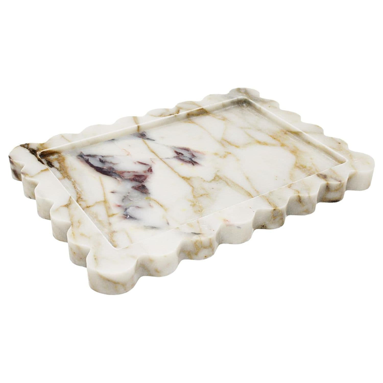 KAMLIC Premium Genuine 100% Travertine Scalloped Marble Tray | Wayfair