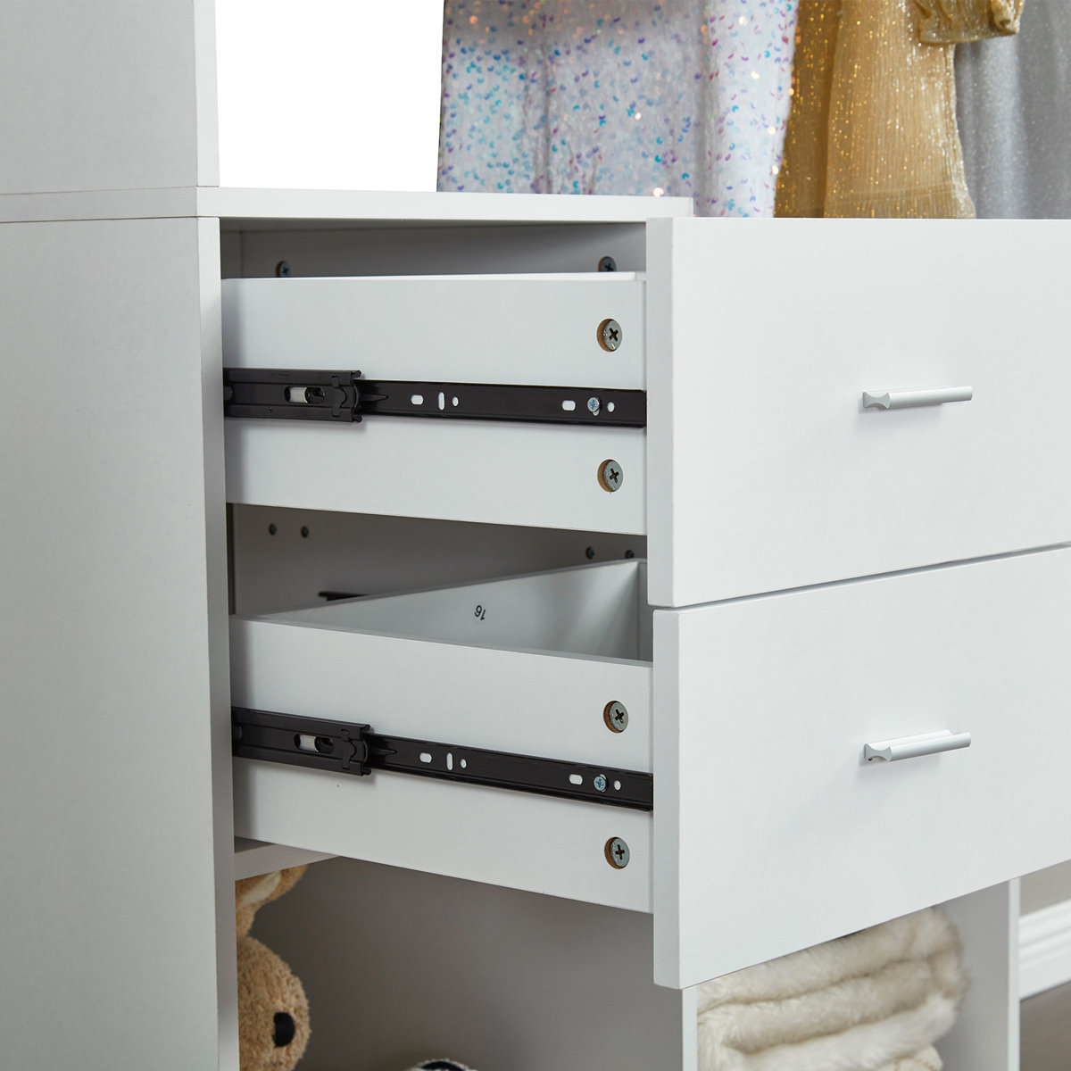 Ebern Designs Alinda Closet Organizer System with Drawers and Hanging ...