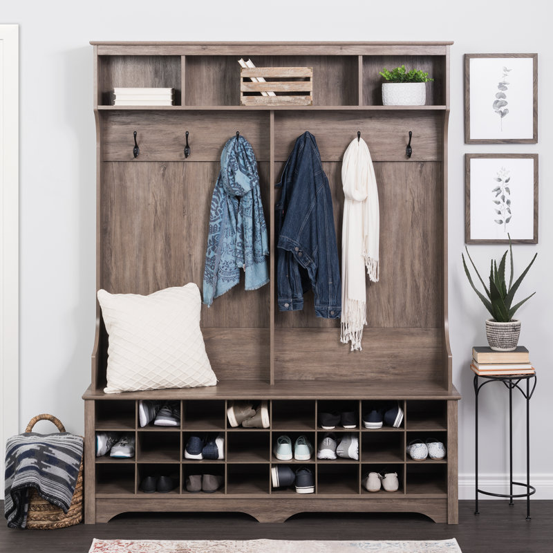 Gracie Oaks Gracie Hall Tree 60'' Wide with Bench & Reviews | Wayfair