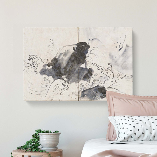 East Urban Home Rock And Waves by Maruyama Okyo - Wrapped Canvas ...