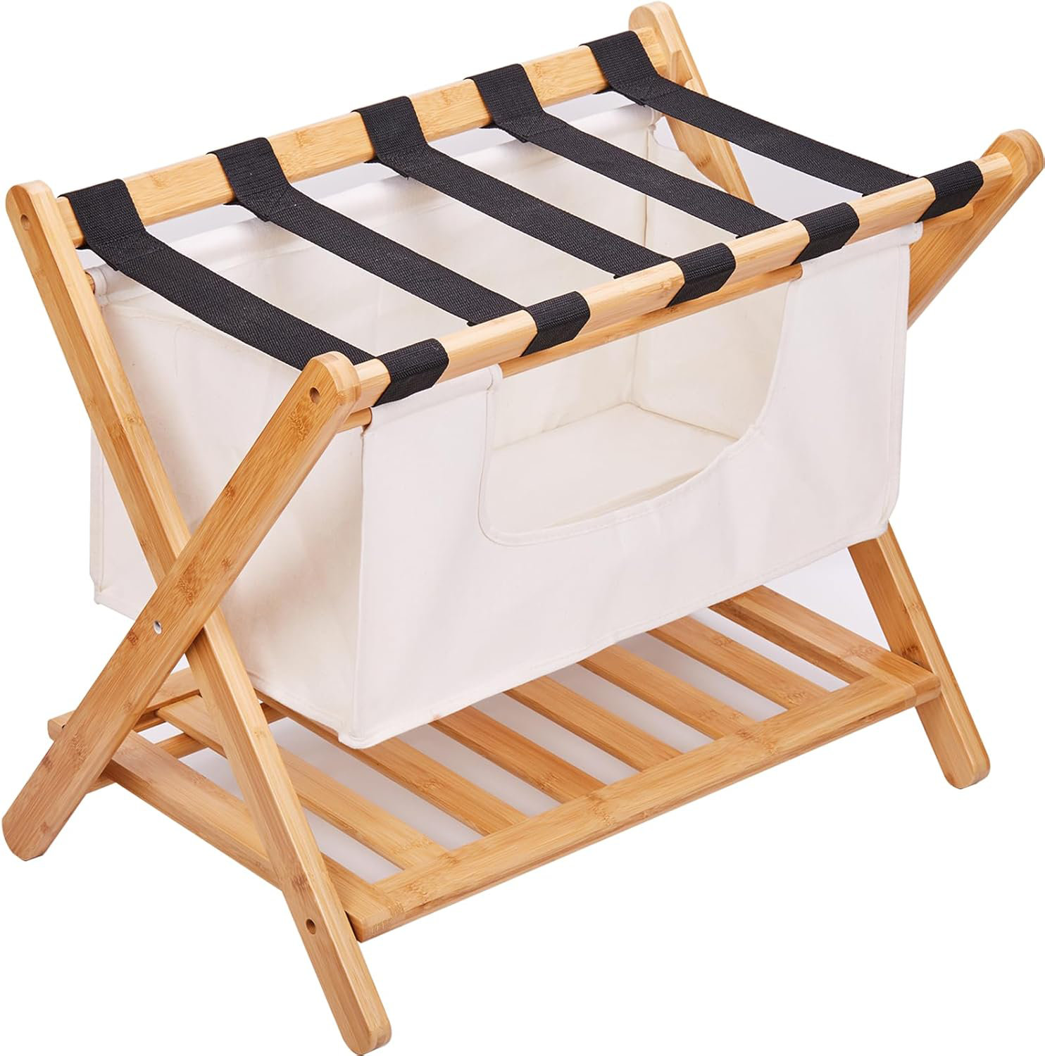 WINUAL Folding Luggage Rack For Guest Room With Laundry Bag,Foldable ...
