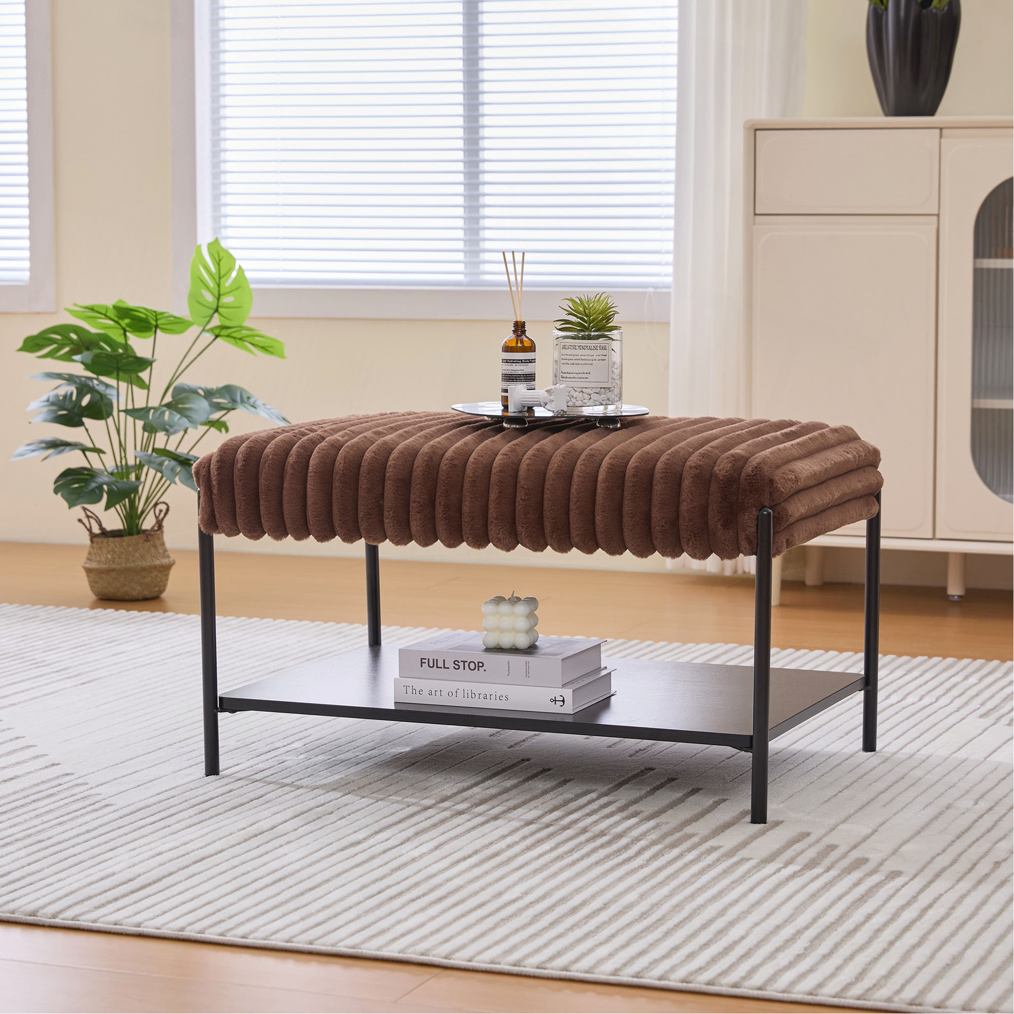 Latitude Run® Wide Upholstered Ottoman Coffee Table Foot Rest With ...