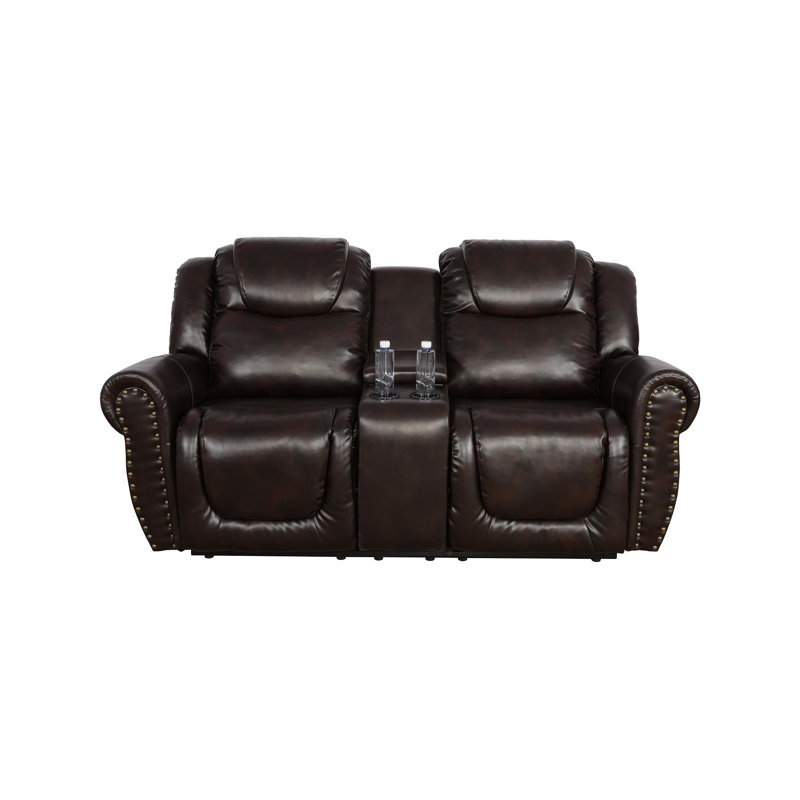 Lark Manor™ Alexous 77.5" Faux Leather Rolled Arm Reclining Loveseat ...