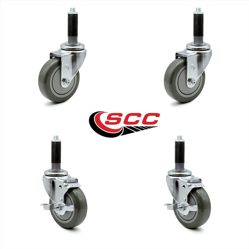 Service Caster 4 Piece Polyurethane Expanding Caster Set with 2 Brakes ...