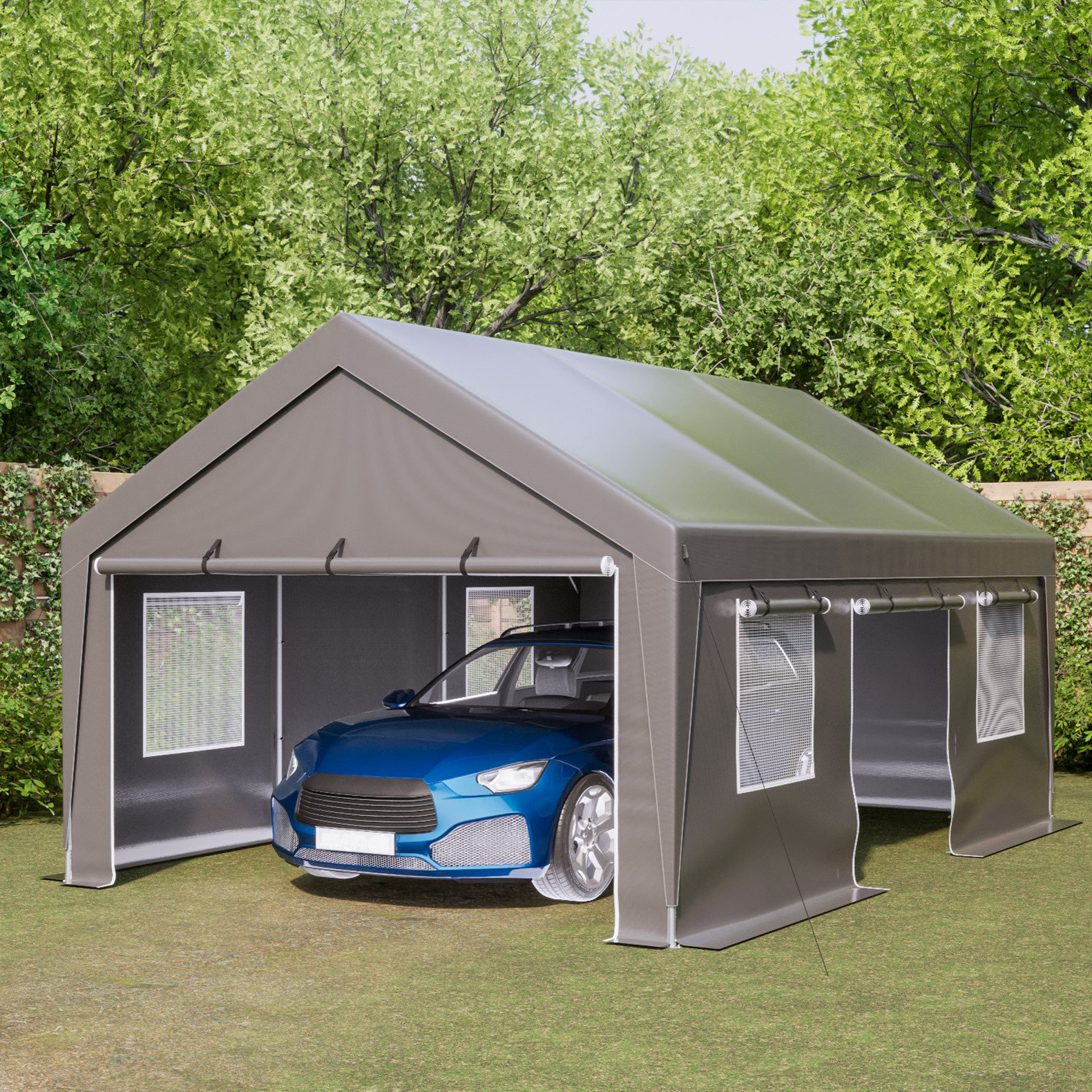 Thanaddo 13 Ft. W x 20 Ft. D Garage Heavy Duty Carport Portable Garage ...