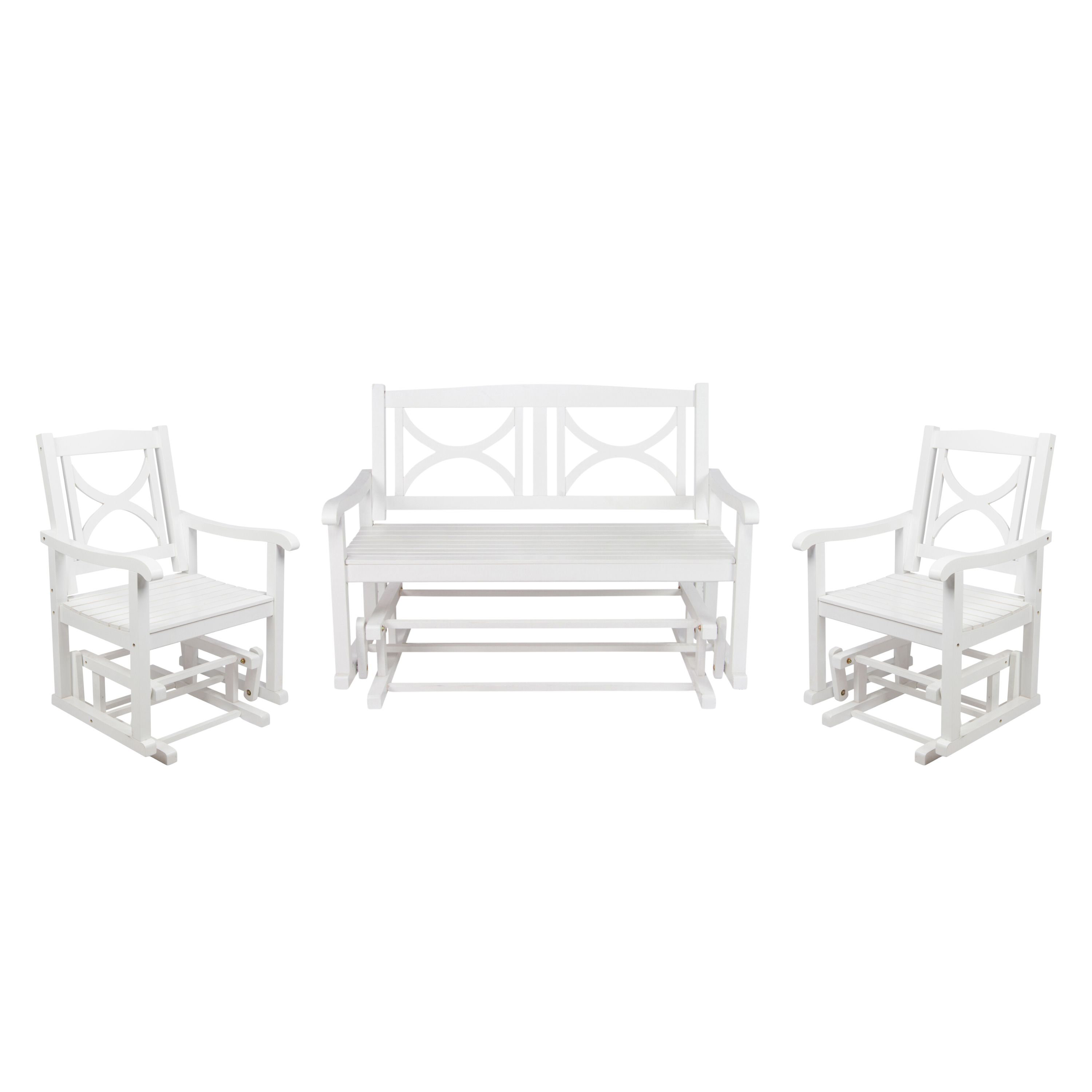 Alcott Hill® Victorville Solid Wood 4 - Person Outdoor Glider Set | Wayfair