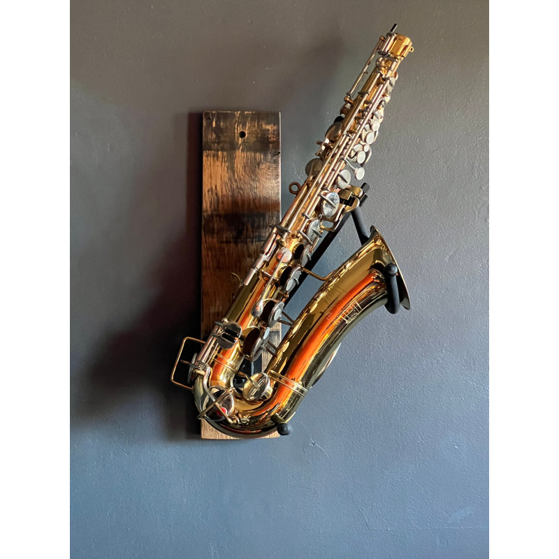 17 Stories Whiskey Barrel Stave Wall Mounted Saxophone Holder | Wayfair