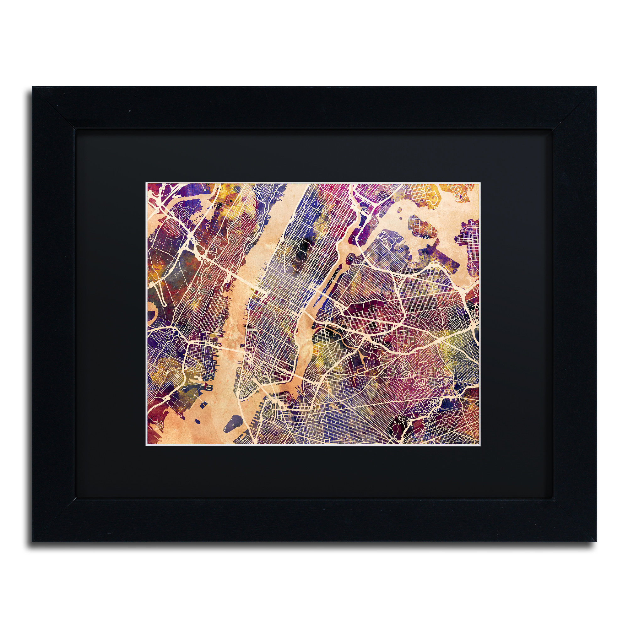 Trademark Fine Art 'New York Street Map' Framed Graphic Art | Wayfair