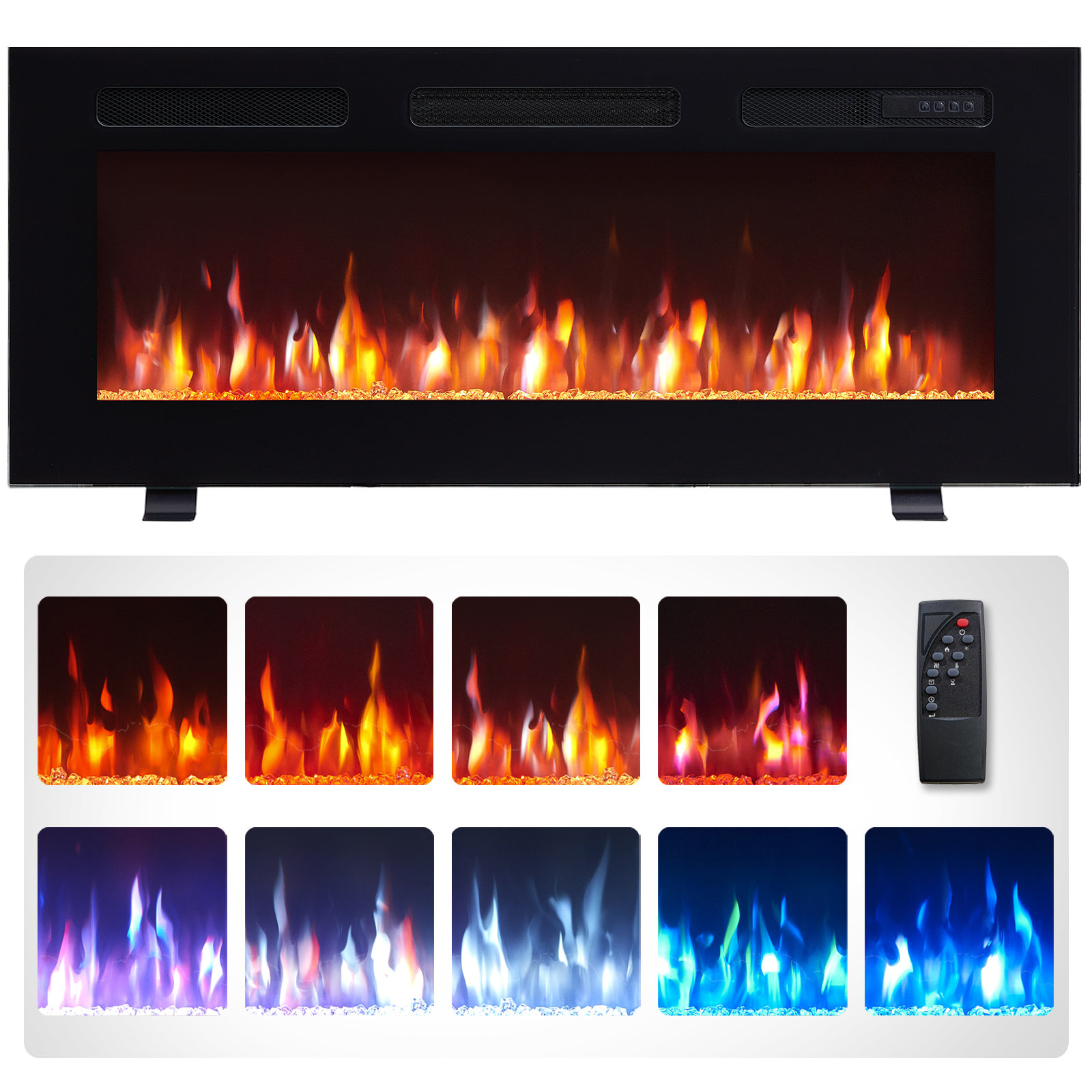 Symple Stuff Menara 40 In. W Fireplace Insert with Adjustable Color ...
