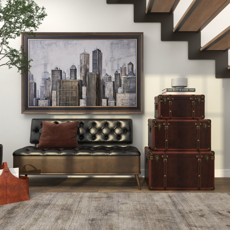 Beachcrest Home™ Bittinger 3 Piece Wood and Leather Trunk Set & Reviews ...