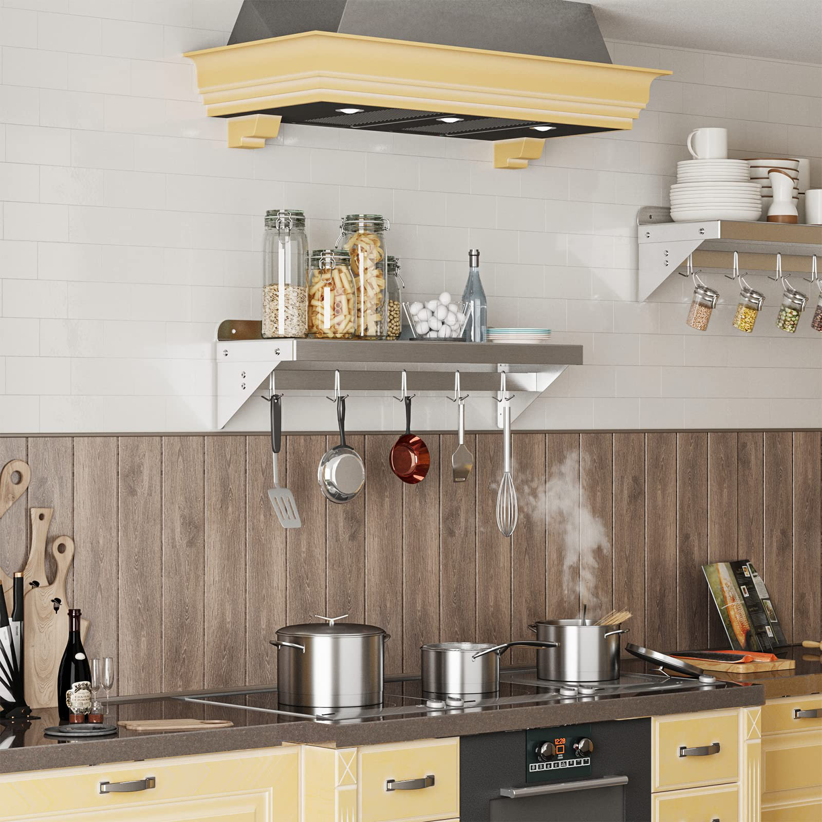 Prep & Savour Steel Flat Wall Mounted Pot Rack - Wayfair Canada