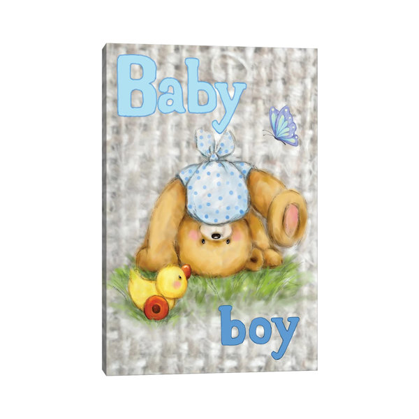 Happy Larry Bear Baby Boy by Makiko - Wrapped Canvas Painting | Wayfair ...