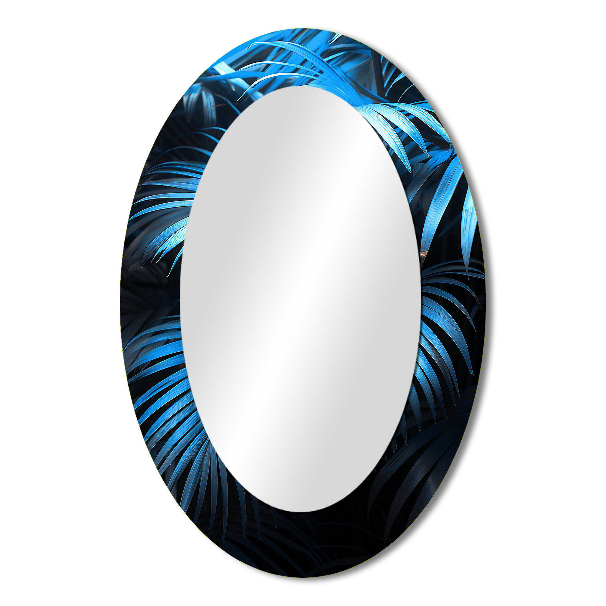 Dakota Fields Blue Black Palm Trees Natures Nuance I - Floral Oval ...