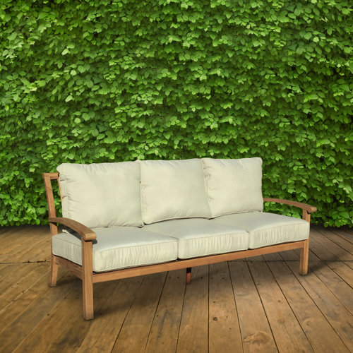 Rosecliff Heights Chancy 75.98'' Teak Outdoor Patio Sofa | Wayfair