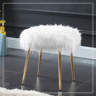 Mercer41 Charming Faux Fur Ottoman with Sturdy Gold Legs for Stylish ...
