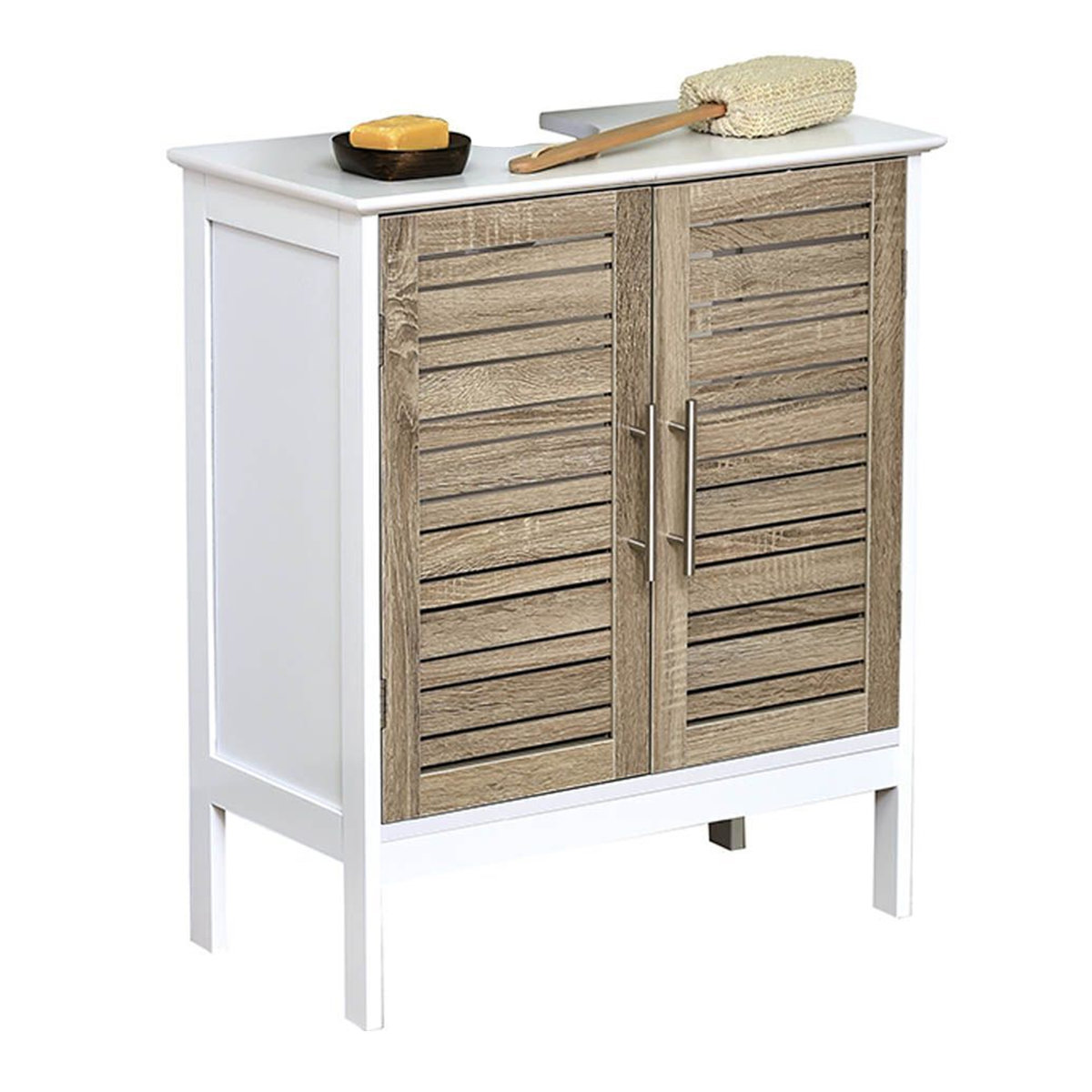 Evideco Stockholm Vanity Base Only Sink Floor Cabinet 2 Doors Oak ...