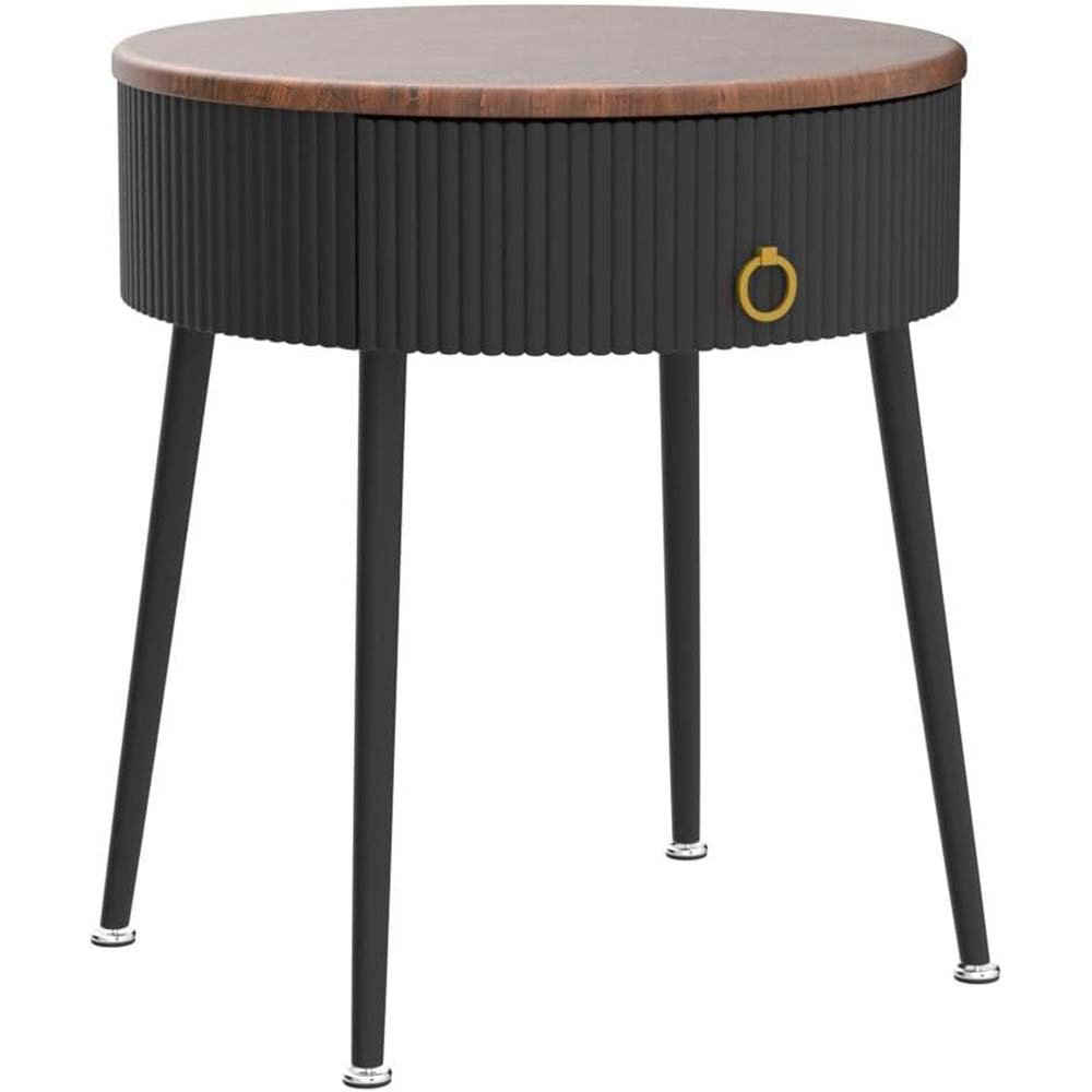 17 Stories Side Tables Set Of 2, Round Nightstand With Drawer, Modern ...