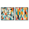 Design Art Orange Turquoise Retro Revival Geometric - Abstract Collages ...