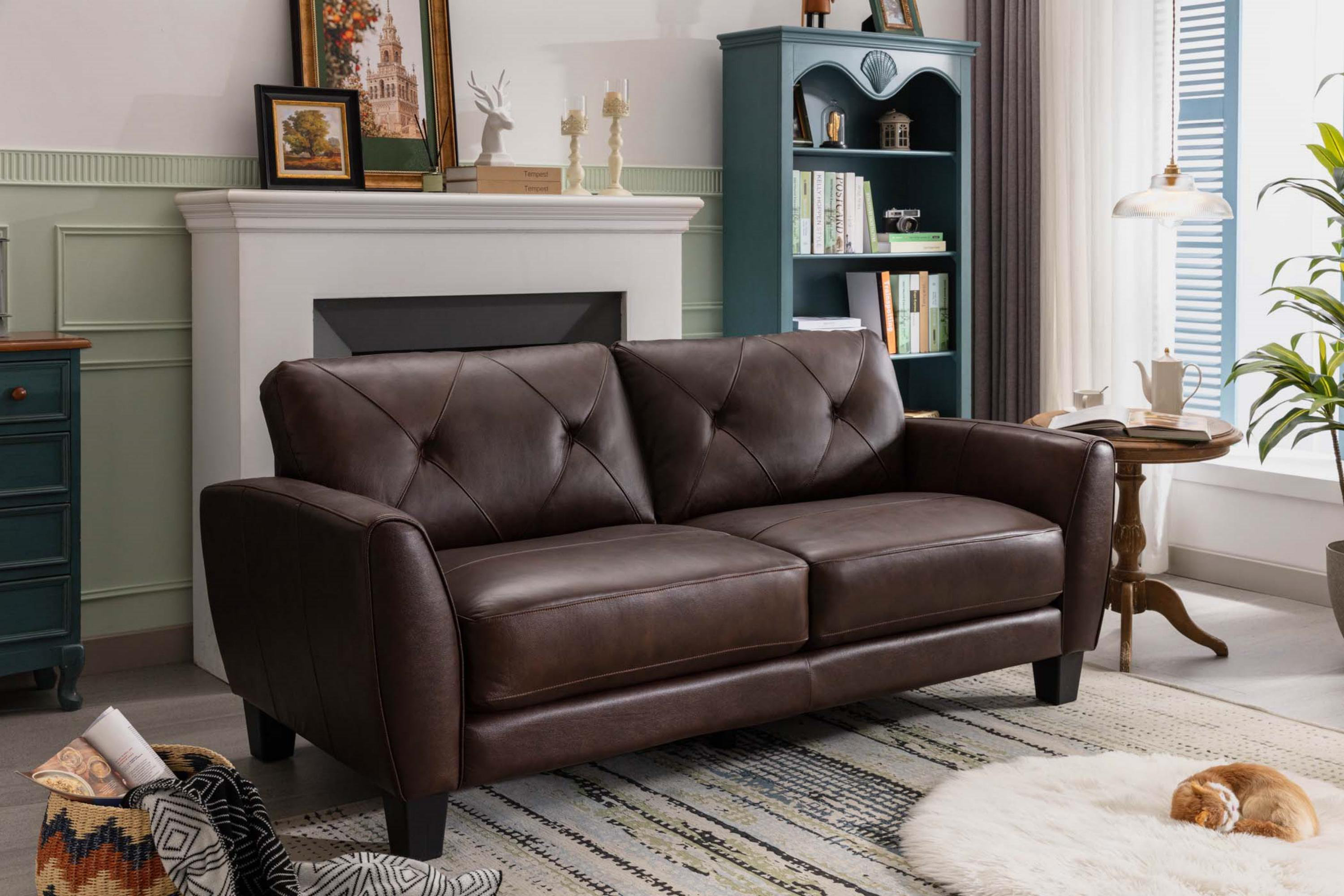 Red Barrel Studio® Tovaris 36'' Genuine Leather Sofa | Wayfair