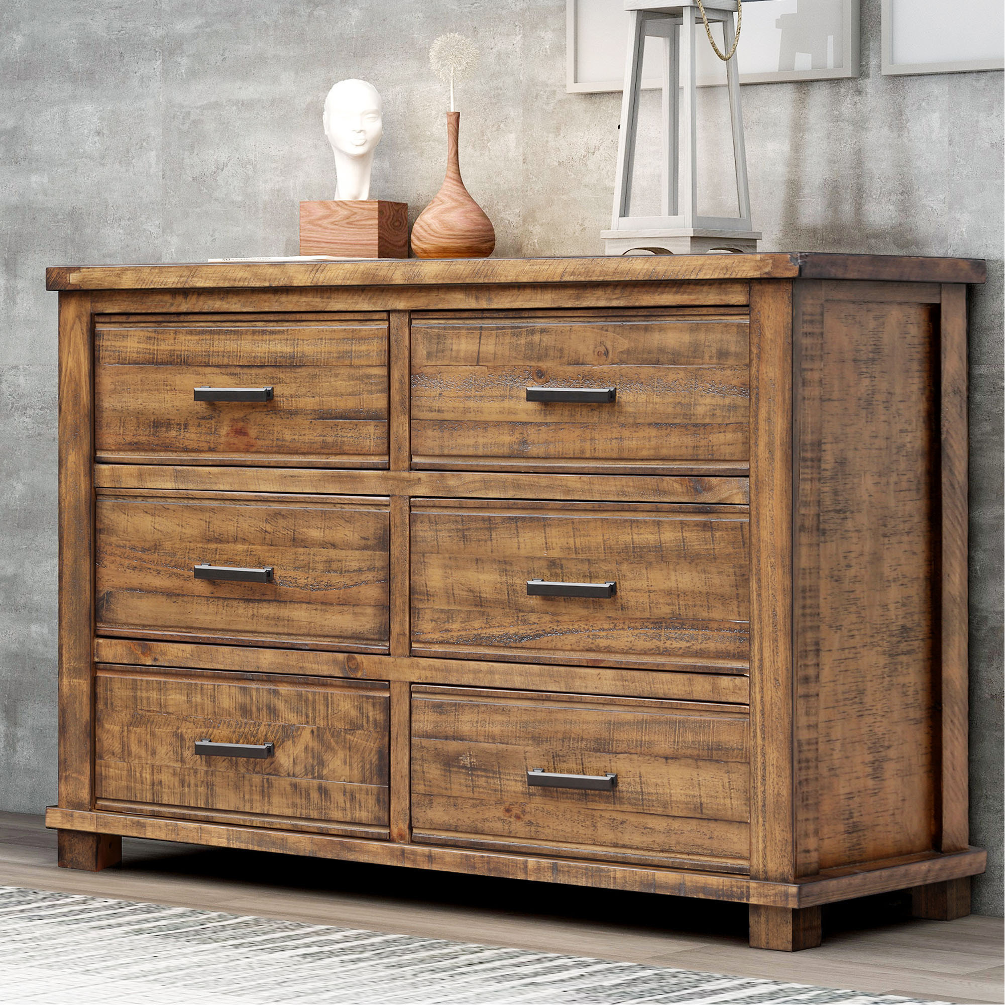 Steelside™ Ainslee Solid Wood 6 Drawer Double Dresser | Wayfair