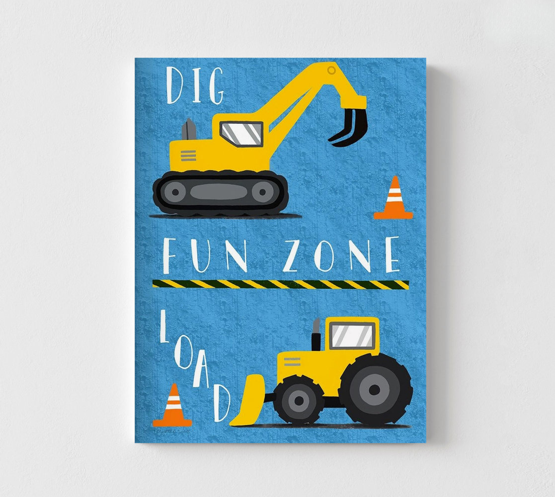 WeFrameArt Fun Zone Poster Print, Framed Kid Poster, Construction ...