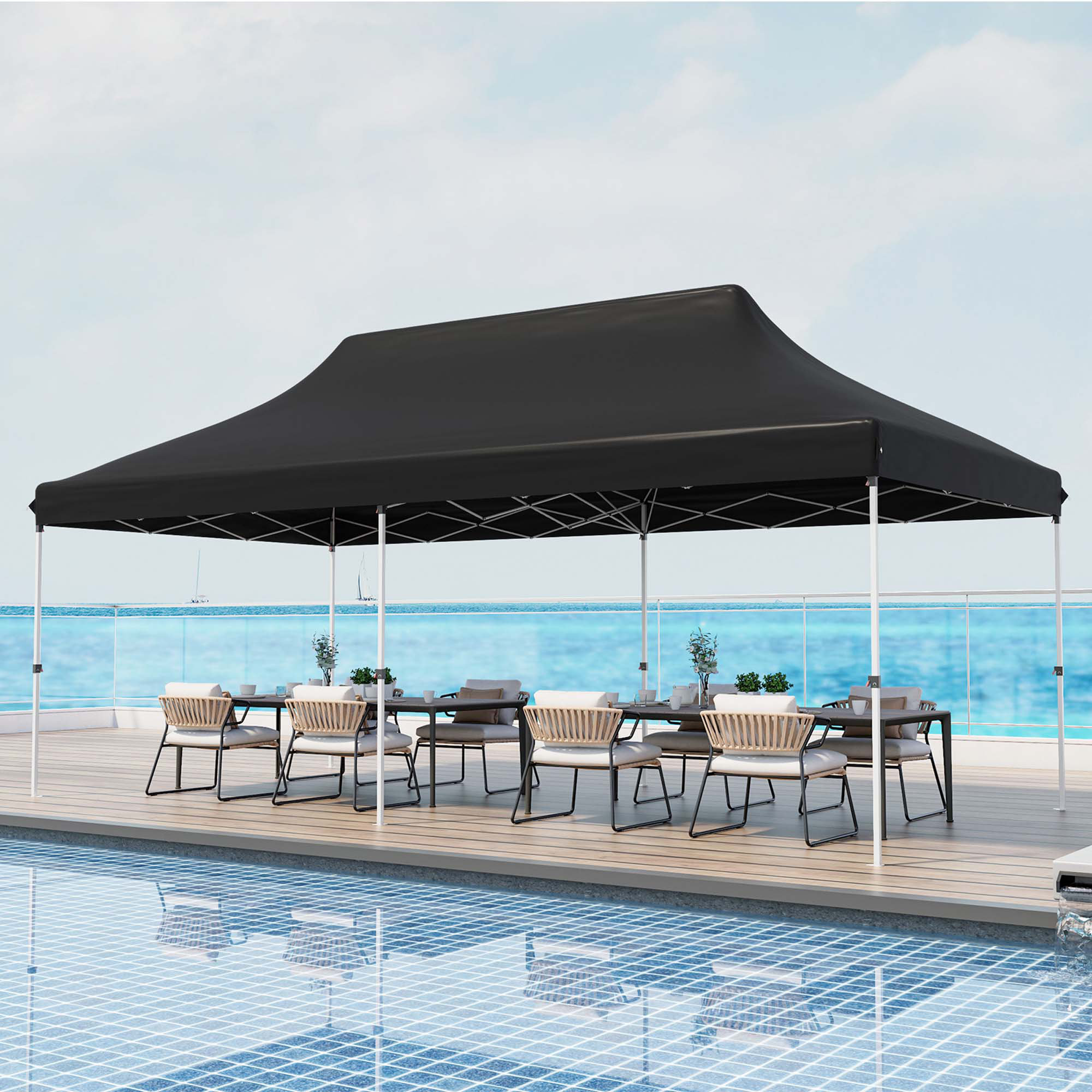 Costway 10 X 20 Ft Pop-up Canopy Upf50+ Sun Protection Tent With ...