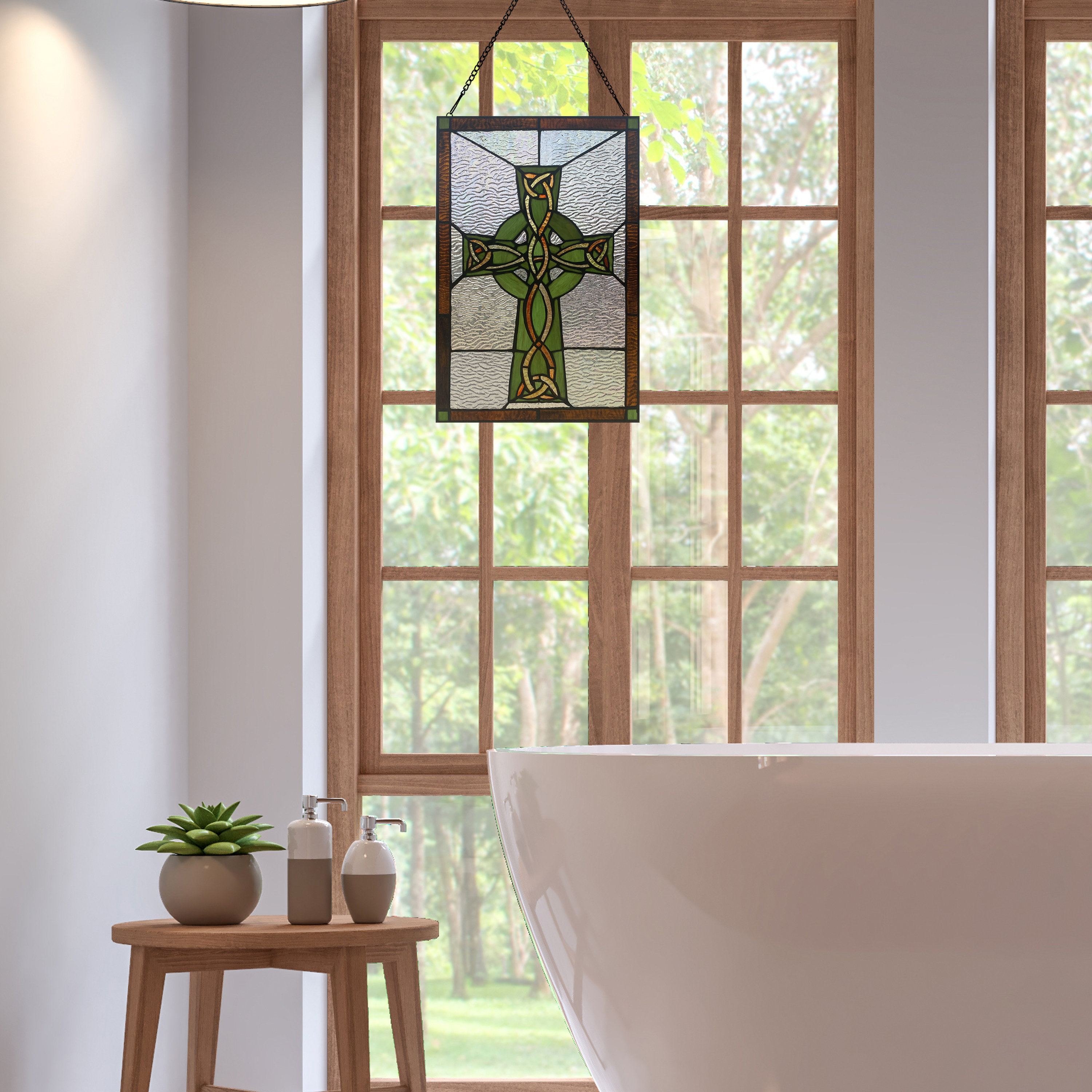 Winston Porter 18"H Celtic Cross Stained Glass Window Panel & Reviews ...