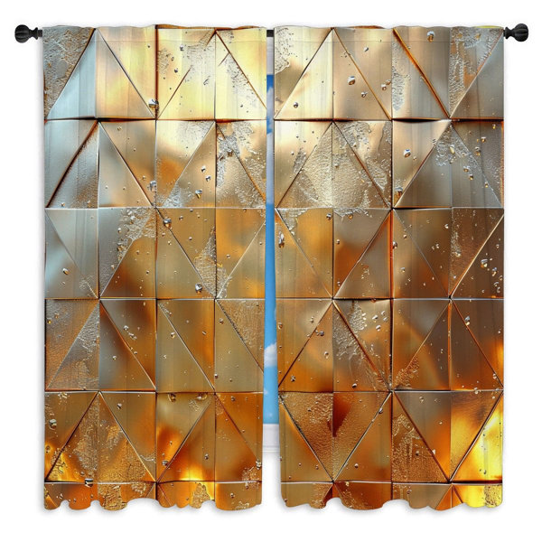Wildon Home® Geometric Triangles Sheer Window Curtains - 2 Panels | Wayfair