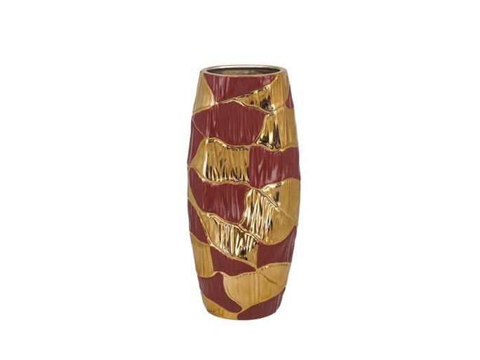 Everly Quinn Contoured Copper & Burgundy 17' Tall Vase | Wayfair