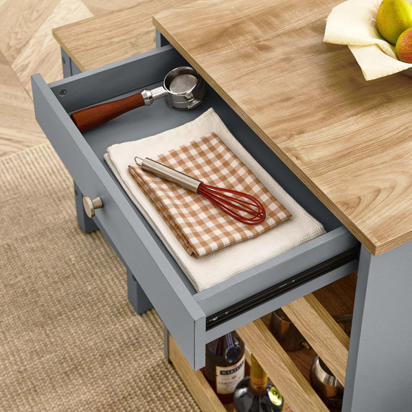 Modway Galley 3-Piece Kitchen Island And Stool Set In Oak Gray | Wayfair
