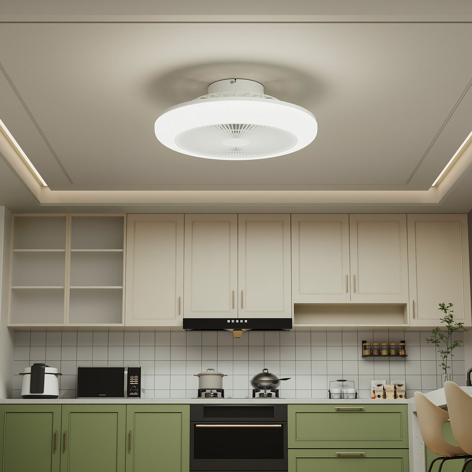 Wrought Studio™ Brionie 18" Low Profile Ceiling Fan with 3 Color LED ...