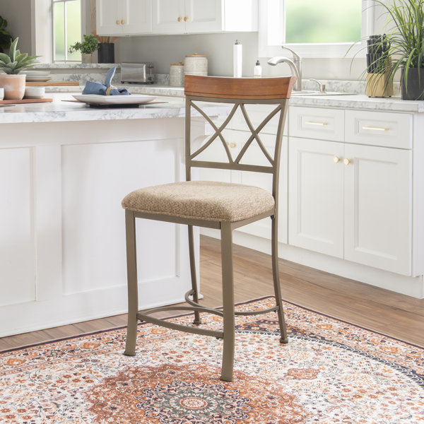 Winston Porter Jefferson Upholstered Counter Stool with Metal Frame ...