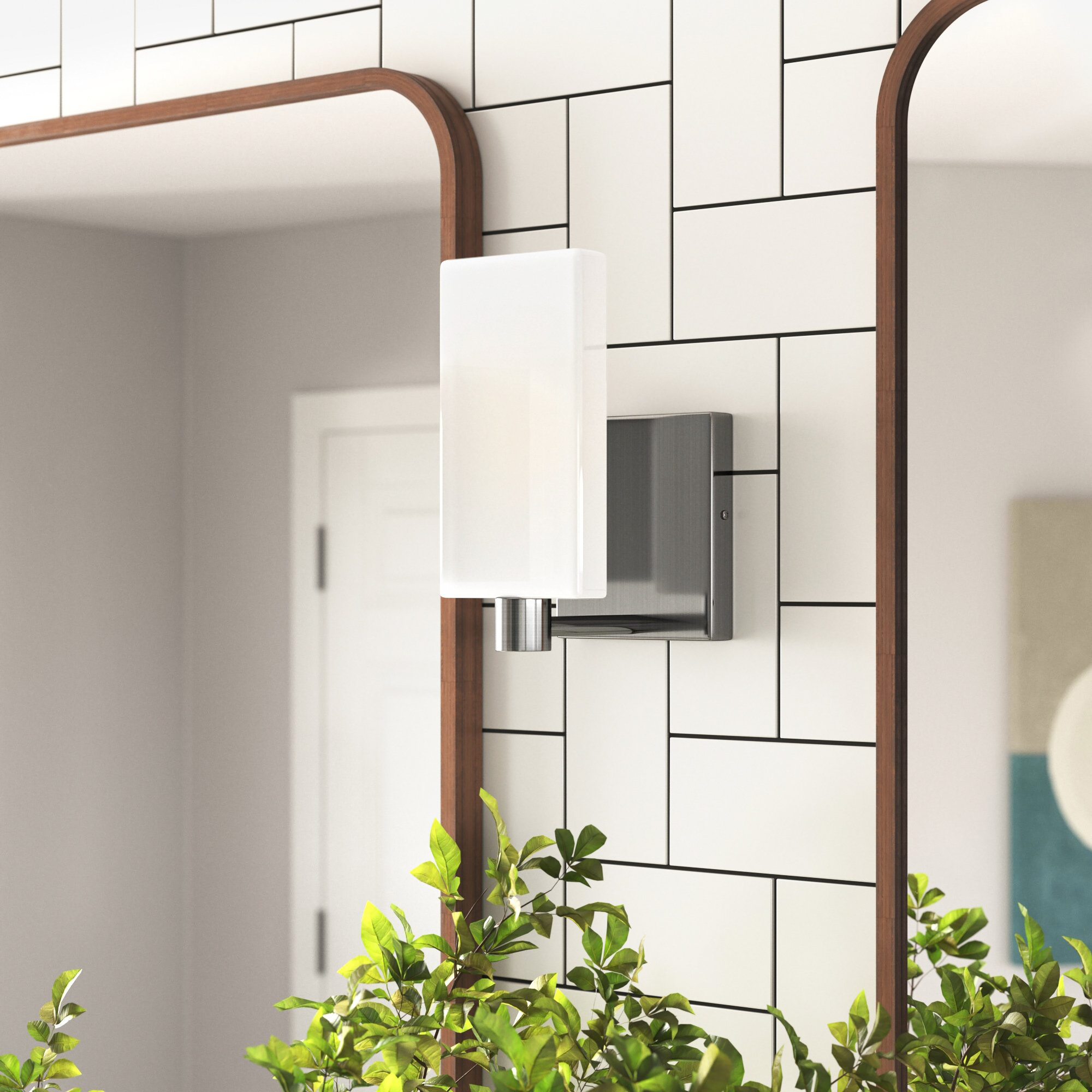 Ivy Bronx Azriela 1-Light Dimmable LED Brushed Nickel Bath Sconce | Wayfair