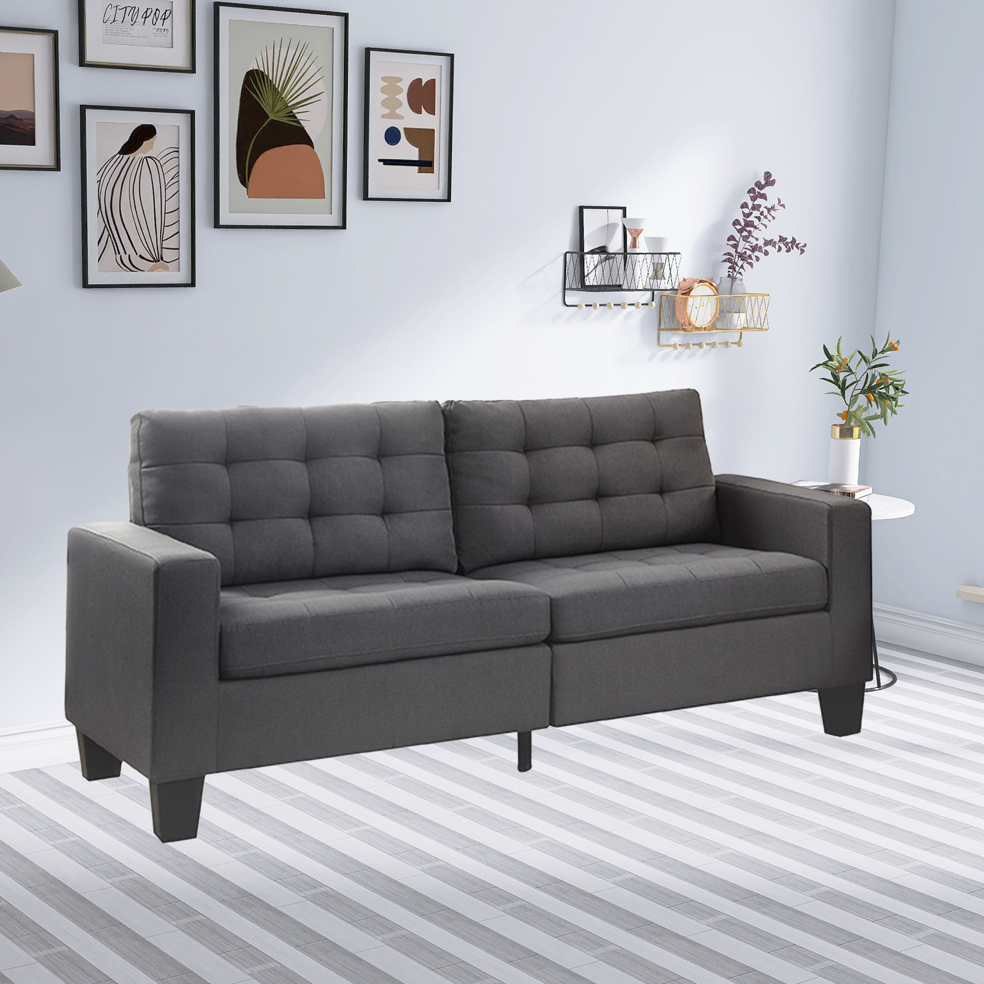 Wade Logan® Cherisse 72"W Tufted Upholstered Sofa, Pocket Coil | Wayfair