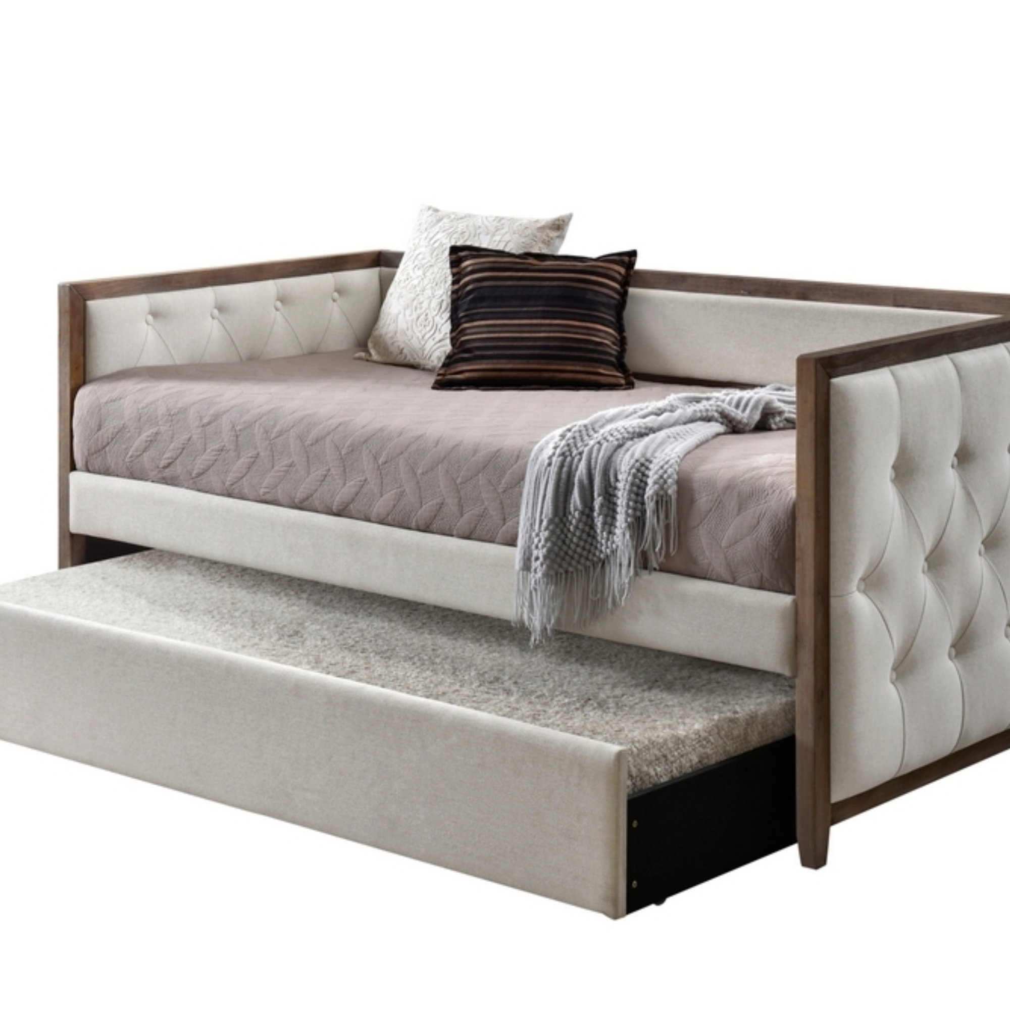Lark Manor™ Ultra Stylish Daybed With Trundle 1Pc Solid Wood Frame ...