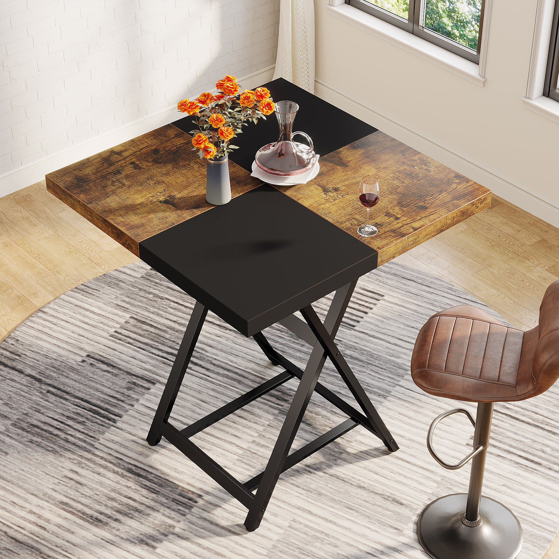 17 Stories Jekayla Bar Table, Bar Height Bistro Pub Table,32 W Rustic ...