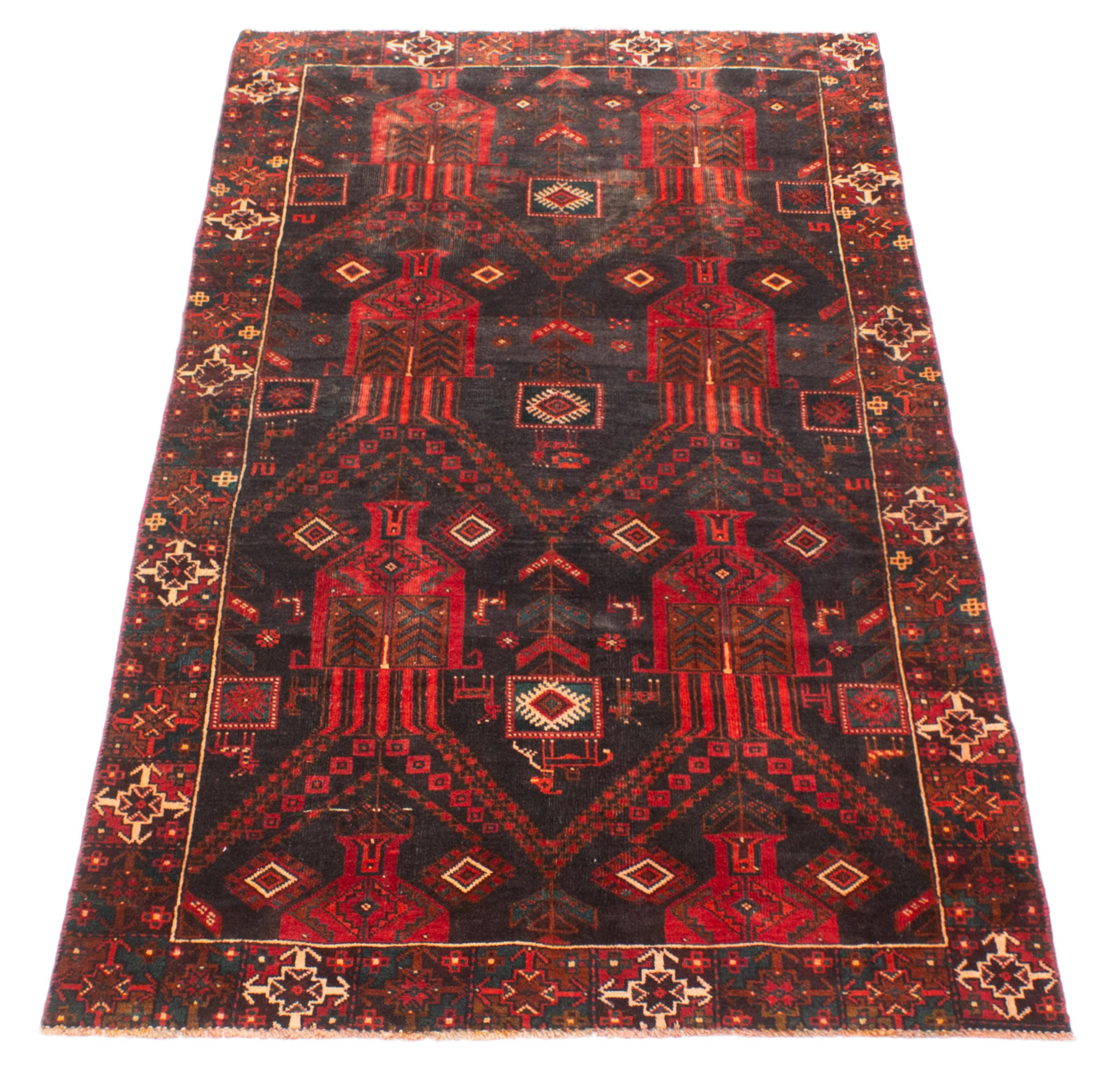Bloomsbury Market Hand Knotted Baluch Black Wool Rug 3'5" x 7'1" | Wayfair