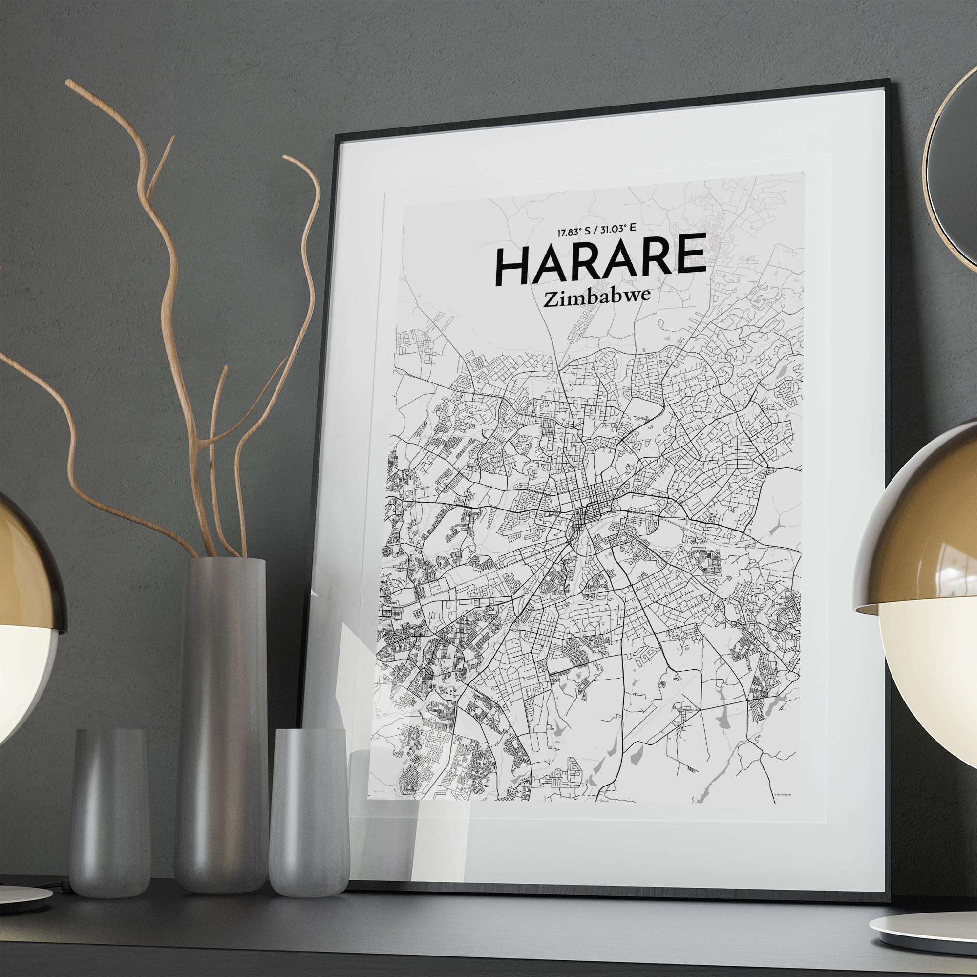 17 Stories Harare City Map Graphic Art - Wayfair Canada