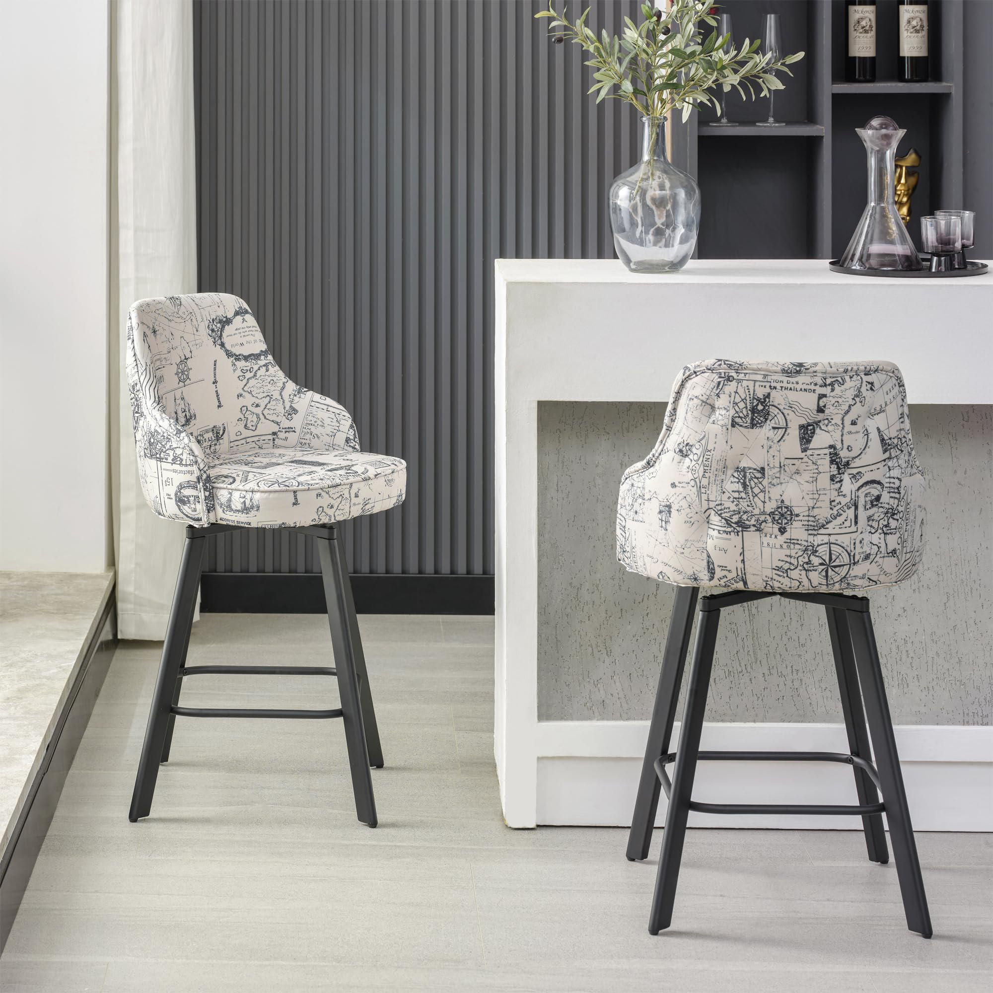 George Oliver Bar Stools Set of 2/3/4, 26/30" Swivel High Back Bar ...